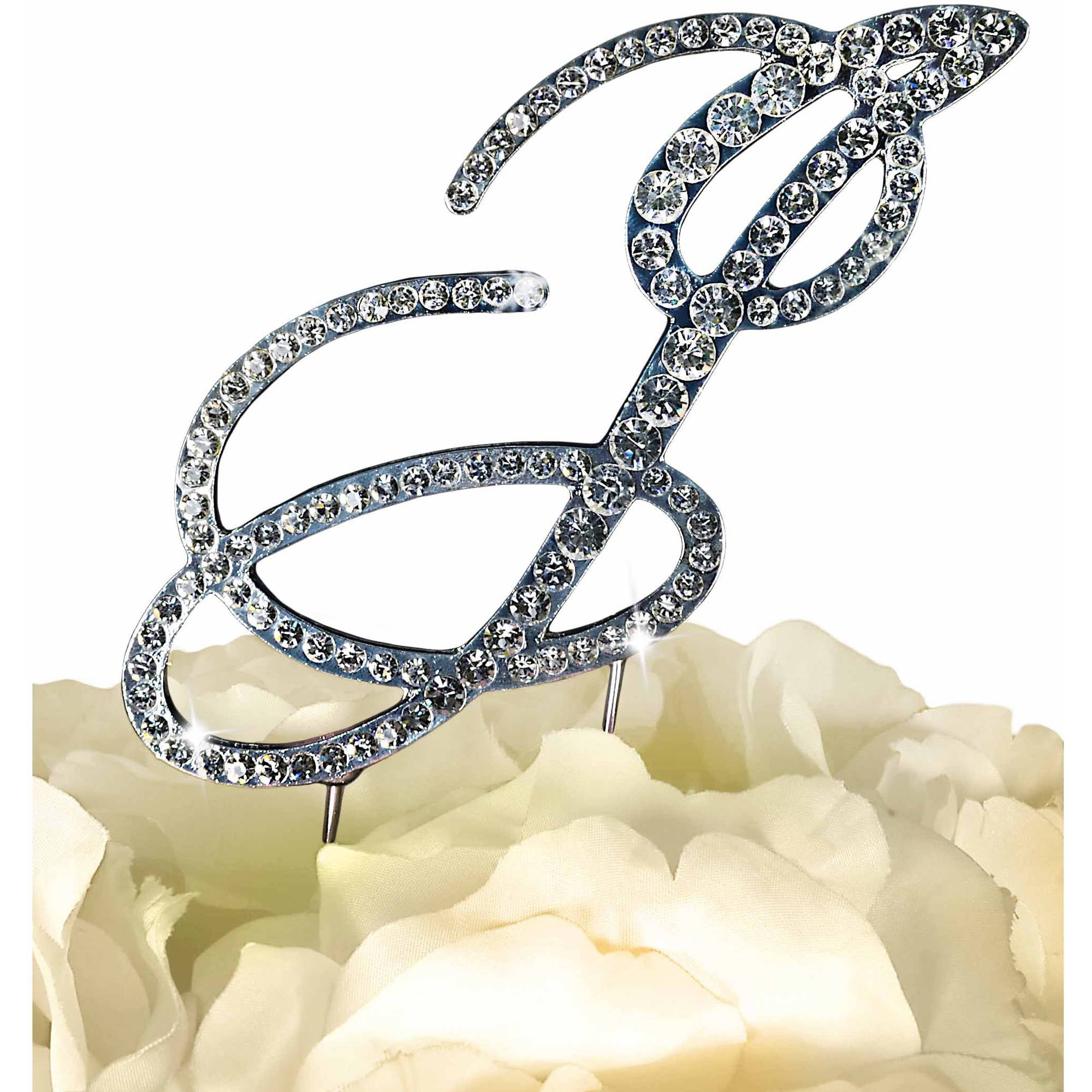 Unik Occasions Victorian Rhinestone Wedding Cake Topper, Silver ...