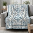 Blue Boho Blanket Soft Cozy Warm Throw Blanket for Couch, Plush Fuzzy ...