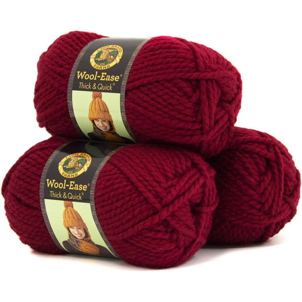 Lion Brand Yarn Wool-Ease Thick and Quick Cranberry Classic Super Bulky ...