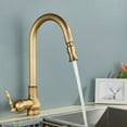 Antique Brass Kitchen Faucet Pull Down Sprayer Single Handle Swivel ...