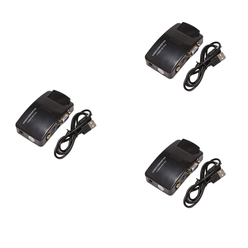 3X Adaptador AV Una VGA Convertidor RCA VGA PC RCA Compuesto S-Video ...