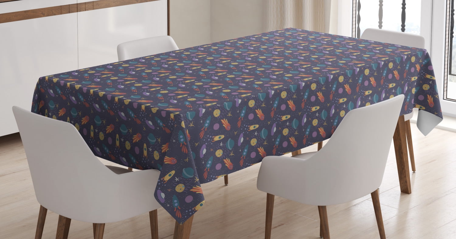 Alien Tablecloth, Space Themed Comet Stars Rockets and Planets in ...