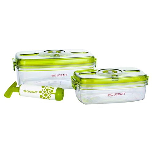 3-Piece Rectangular Vacuum Food Container Set - Walmart.com