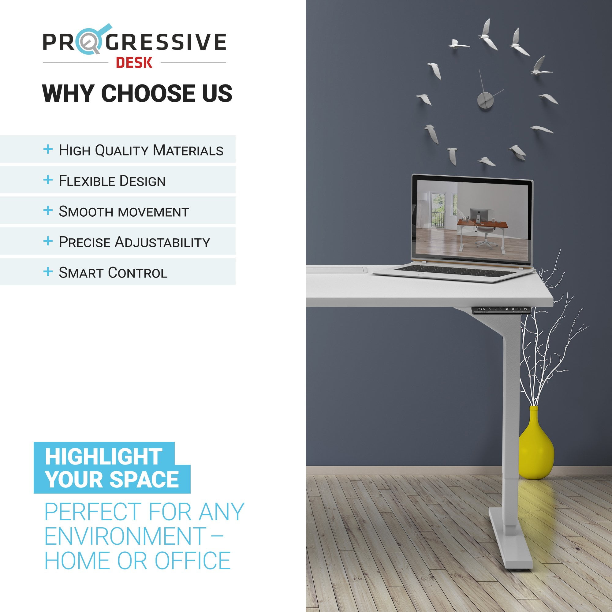 Buy PROGRESSIVE DESK Electric Standing Corner Ryzer Desk, Adjustable ...