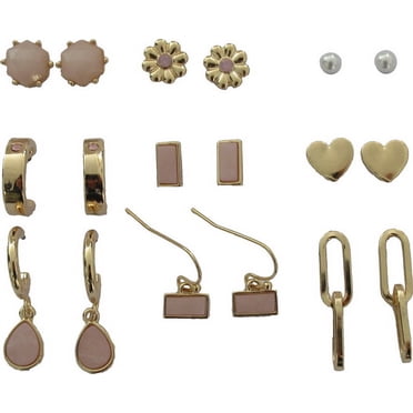 Time and Tru Women's Jewelry Essentials Simulated Diamond Stud Earrings, 6-Pack - Walmart.com