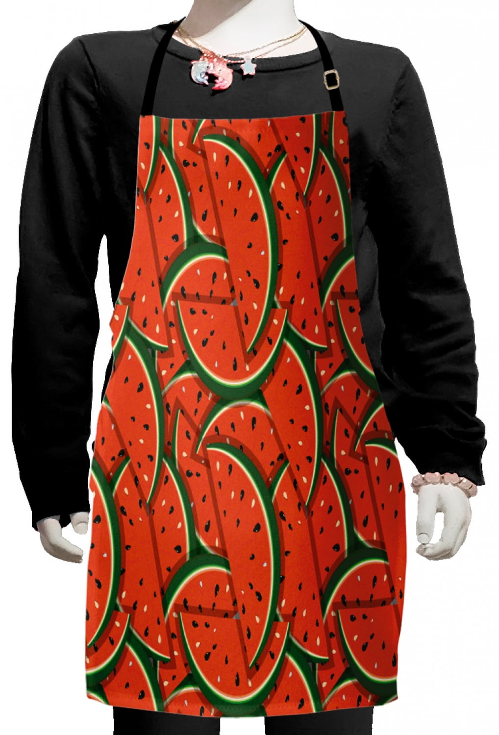Fruits Kids Apron, Refreshing Watermelon Slices Summer Season Tropical ...