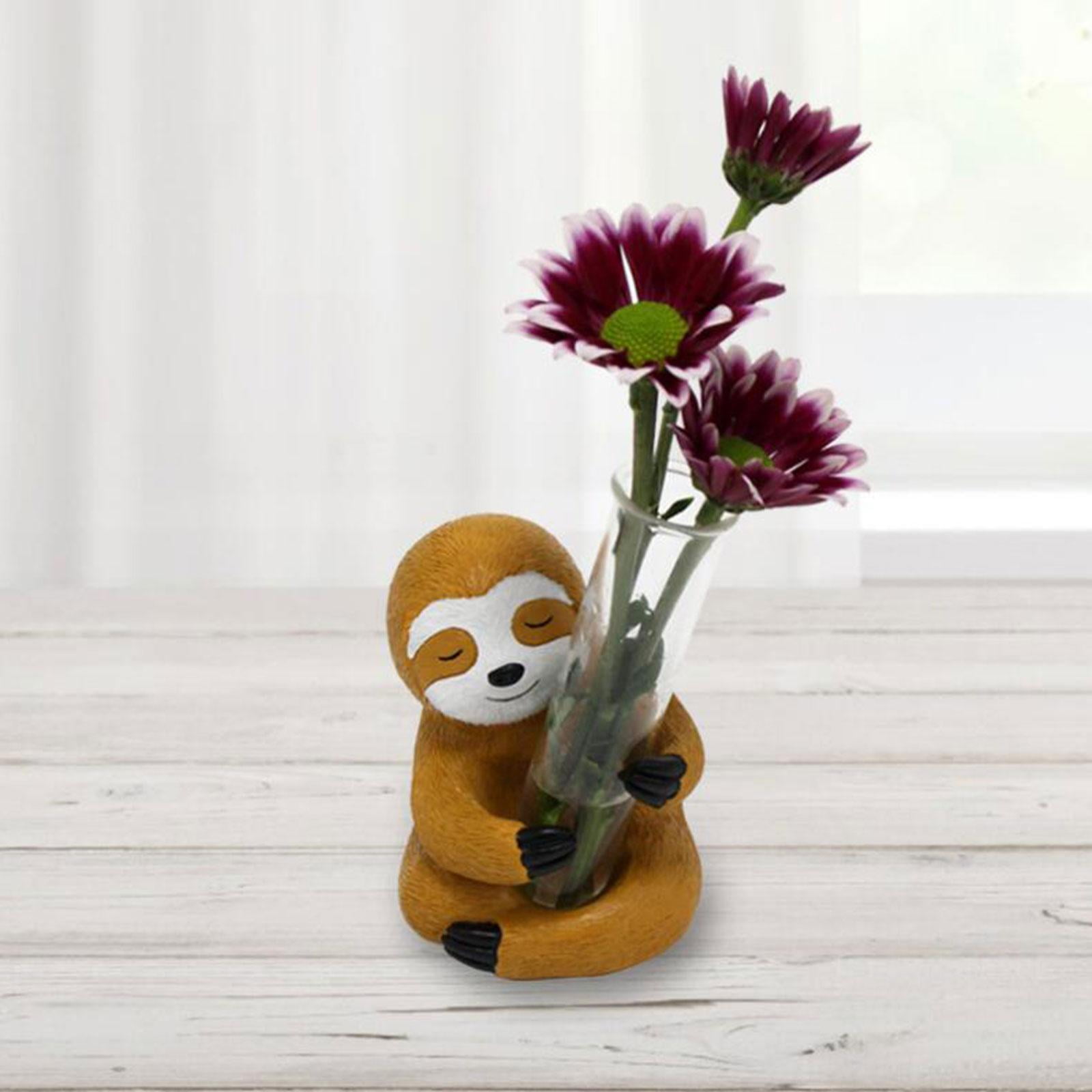Sloth Statue Test Tube Vase Art Flowerpot Table Floral Arrangement ...