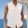 LIaqionyy Men's Cotton Linen Sleeveless Shirts Button down Beach Tank ...