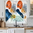 Abstract Geometric Swag Curtain Valance for Window 2 Panels Blue Red ...
