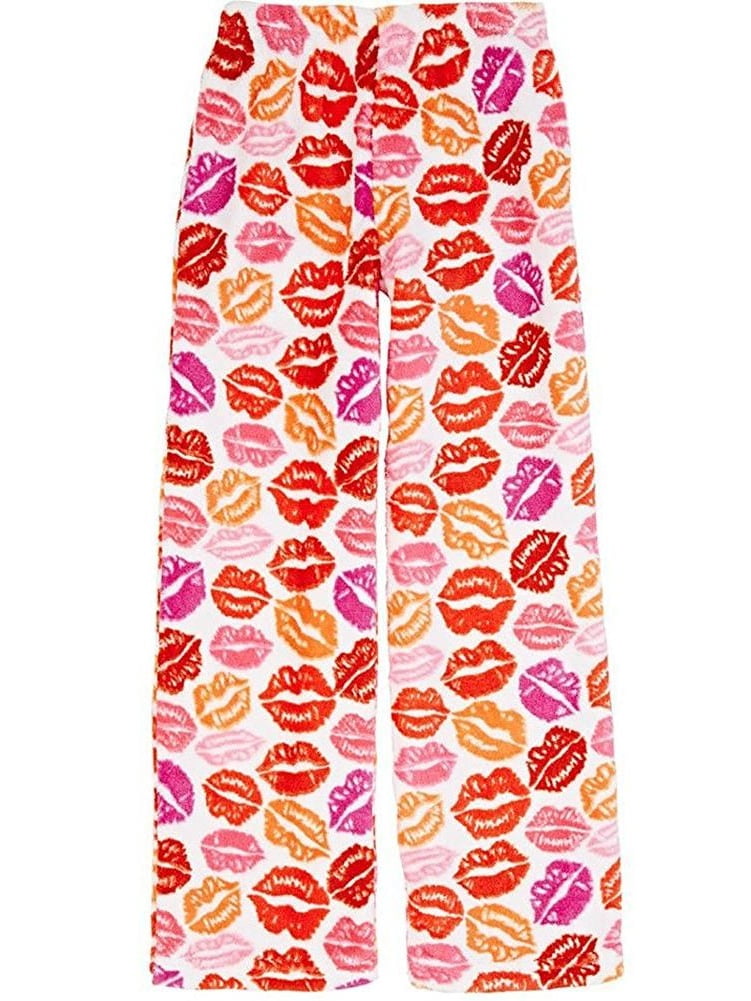 Up Past 8 Girls Pajama Pants Plush Sleepwear Kids Fun Print Pants, Lips ...