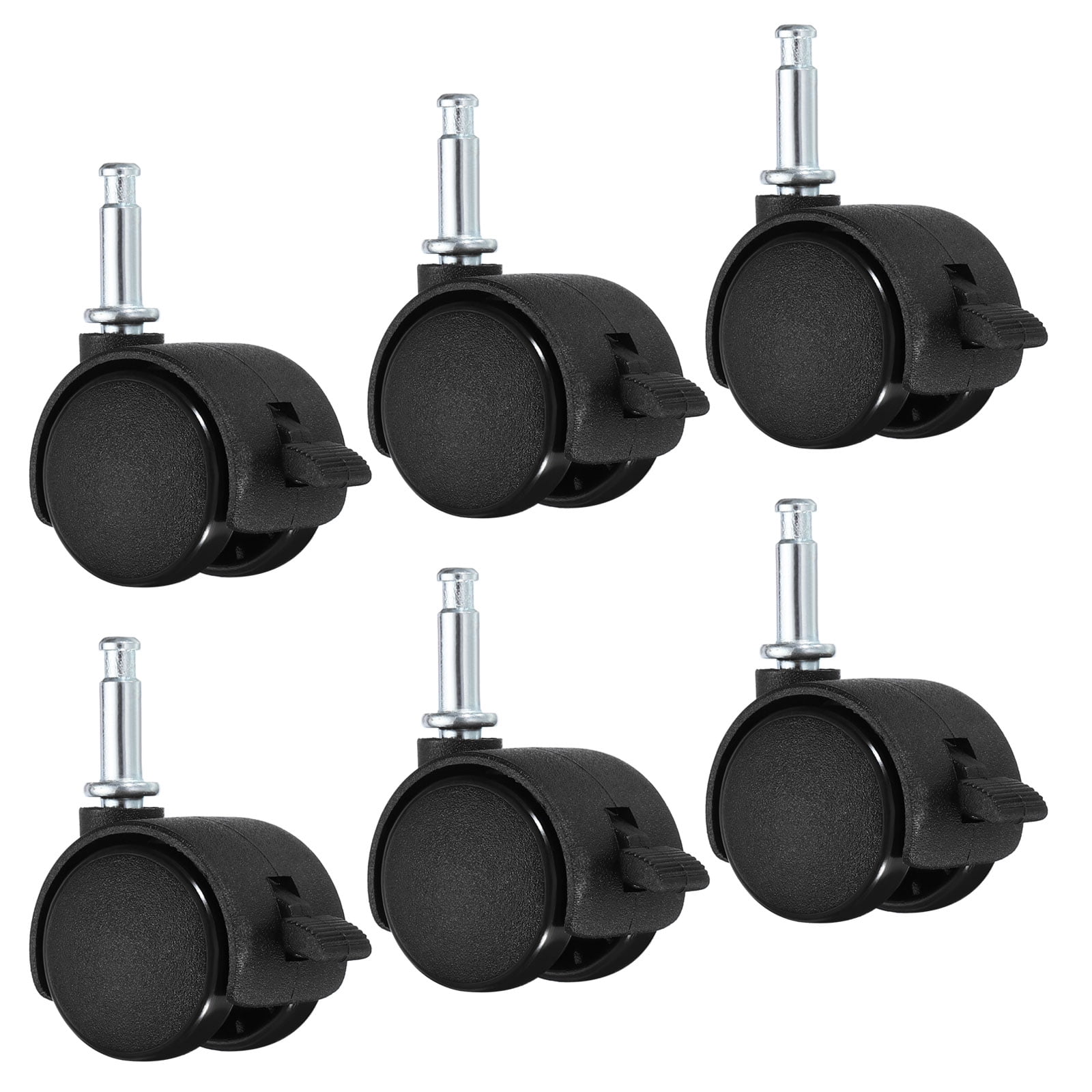 1" Swivel Stem Casters Nylon 360 Degree Insert Stem Wheel with Brake, 6 ...