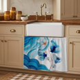 Blue Butterfly Cabinet Curtains 10" W x 11" L, Watercolor White Flowers ...