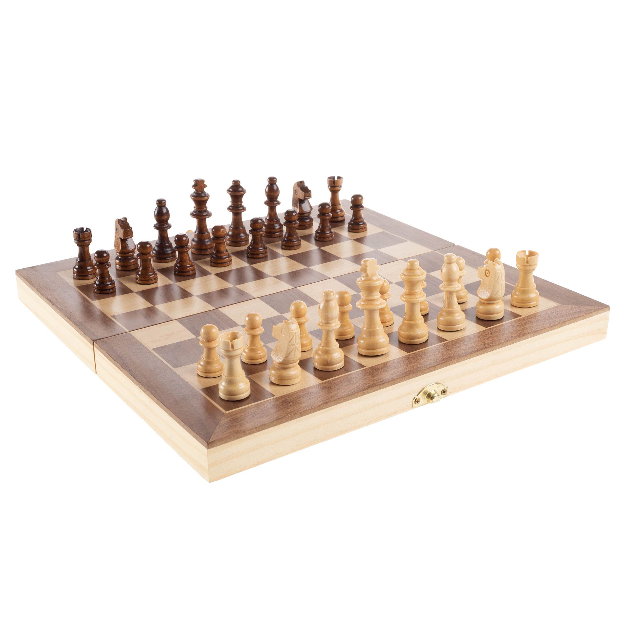 Hey! Play! Chess Set With Folding Wooden Board-Beginner’S Portable Game ...