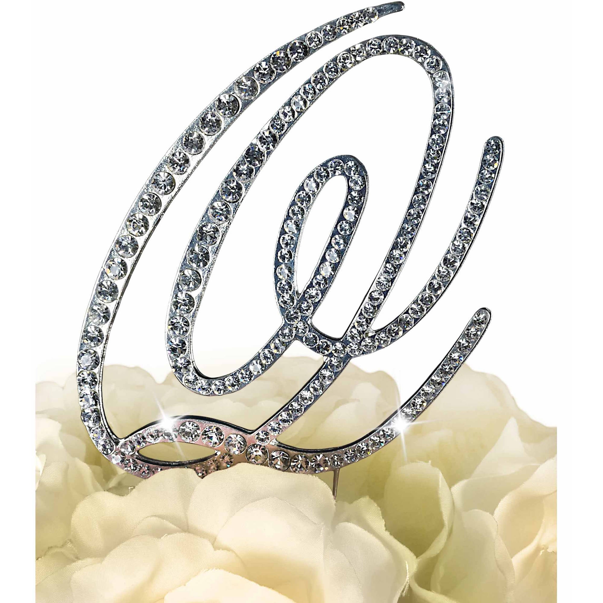 Unik Occasions Victorian Rhinestone Wedding Cake Topper, Silver ...