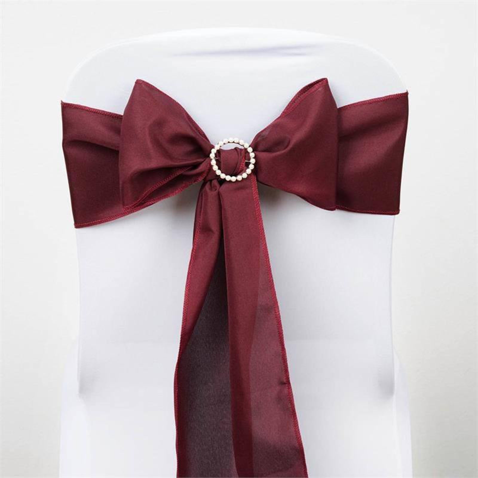 Efavormart 25 PCS BURGUNDY Polyester Chair Sashes Tie Bows for Wedding ...