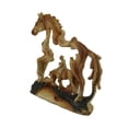 Zeckos The Wrangler Cowboy In Horse Faux Carved Wood Statue Western ...