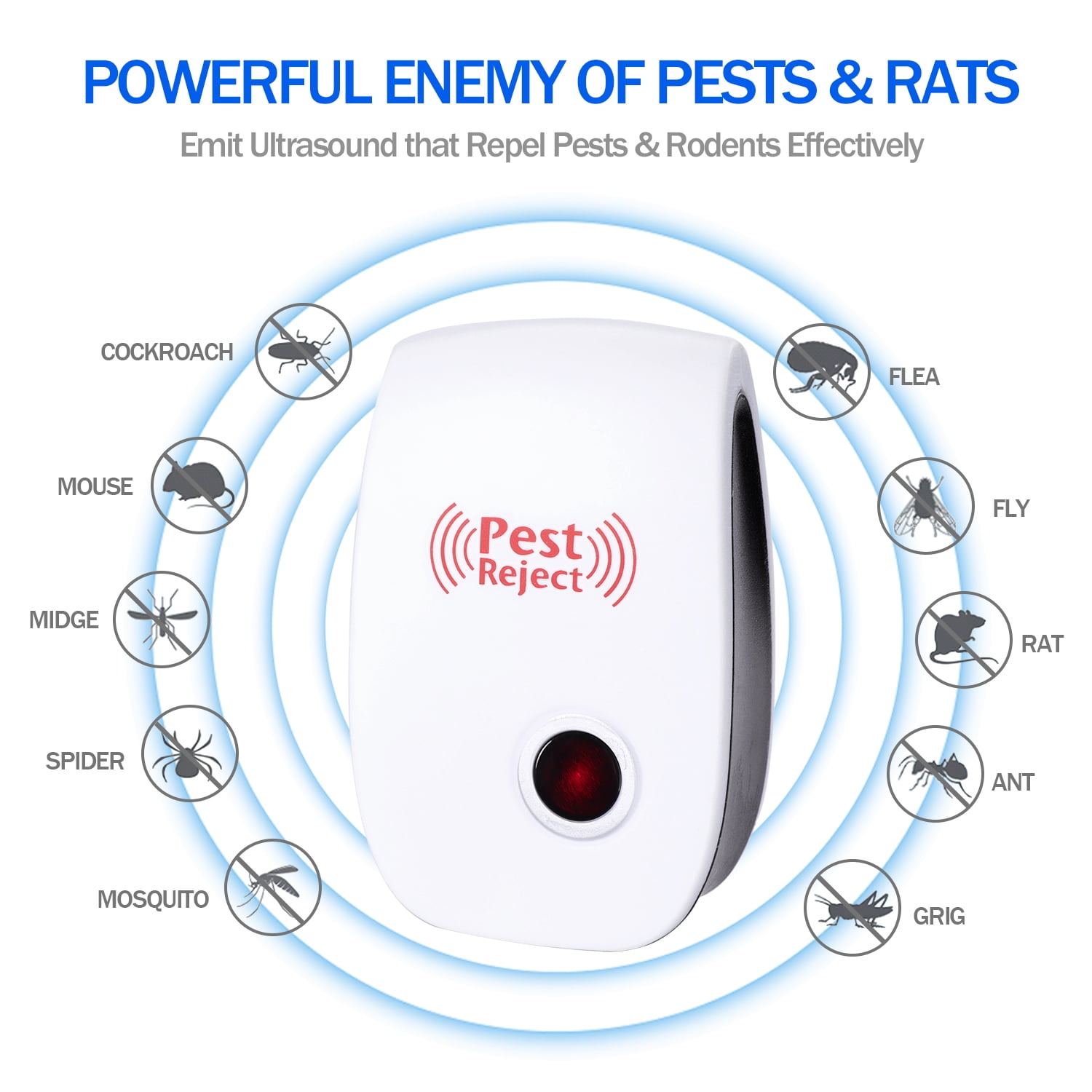 Electronic Ultrasonic Pest Repeller Anti Pest Bug Mosquito Cockroach ...
