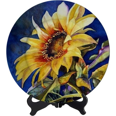 Diayung Sunflower Painting Decorative Plate Ceramic Plate Handmade ...