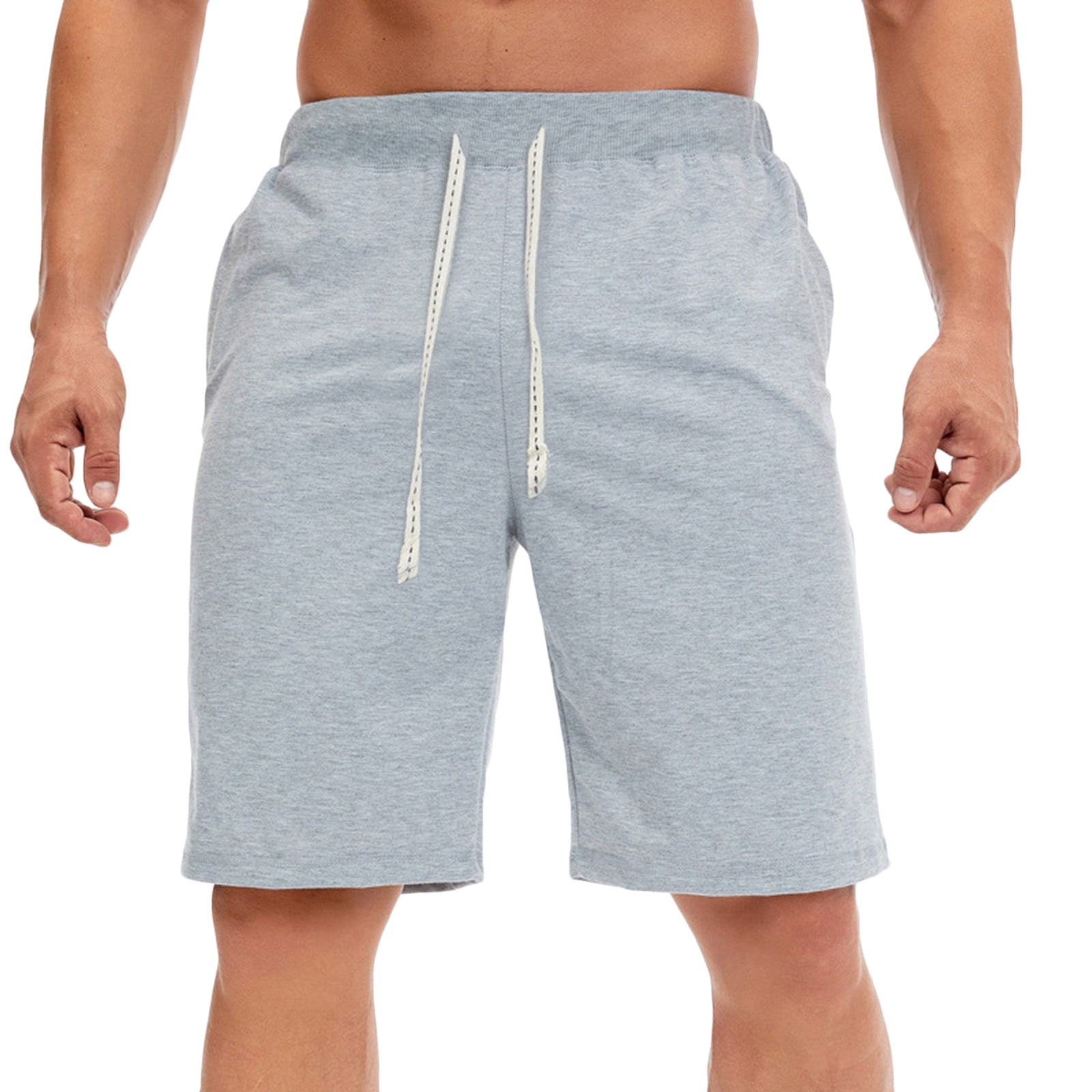 Men Beach Sports Shorts Casual Summer Solid Pocket Dawstring Elastic ...