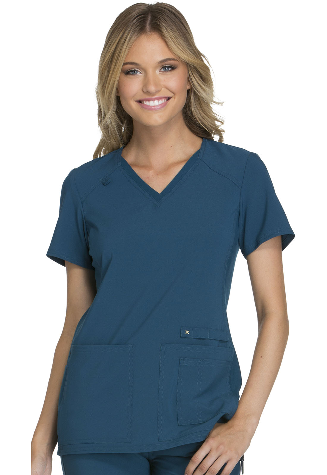 Cherokee Cherokee IFlex Scrubs Top For Women V Neck Knit Panel Plus Cherokee Cherokee IFlex Scrubs Top For Women V Neck Knit Panel Plus
