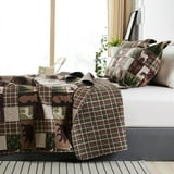 Green Essen Rustic Lodge Quilt Set, Queen/King, Reversible Moose Bear ...