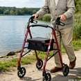 Rollator Walker, Folding Rollator with Seat and 8-In Wheels, Heavy Duty ...