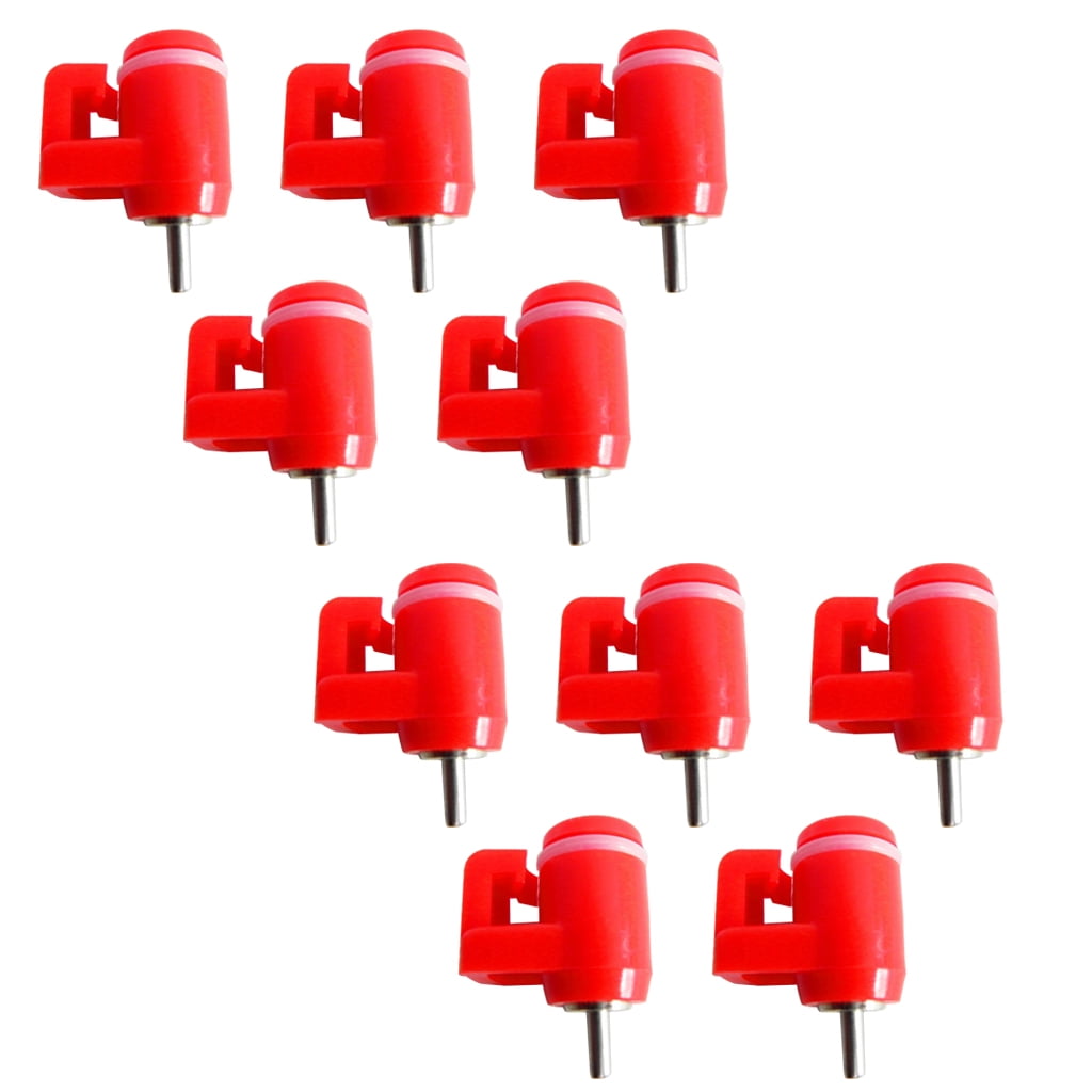 10 Pieces Red Water Nozzle Drinker Chicken Feeder Poultry Supplies Hen ...