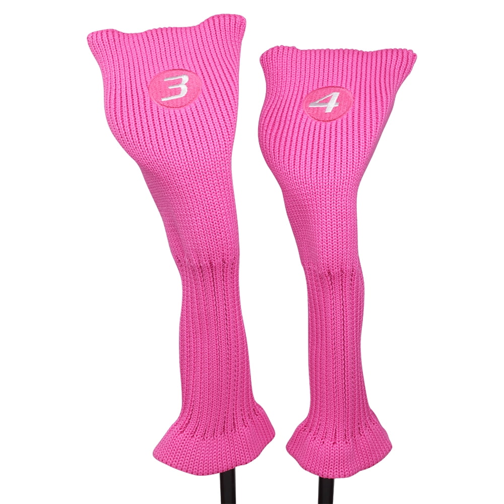 Majek All Hybrid Golf Club Pink Headcover Set 3-4. Neoprene Acrylic ...