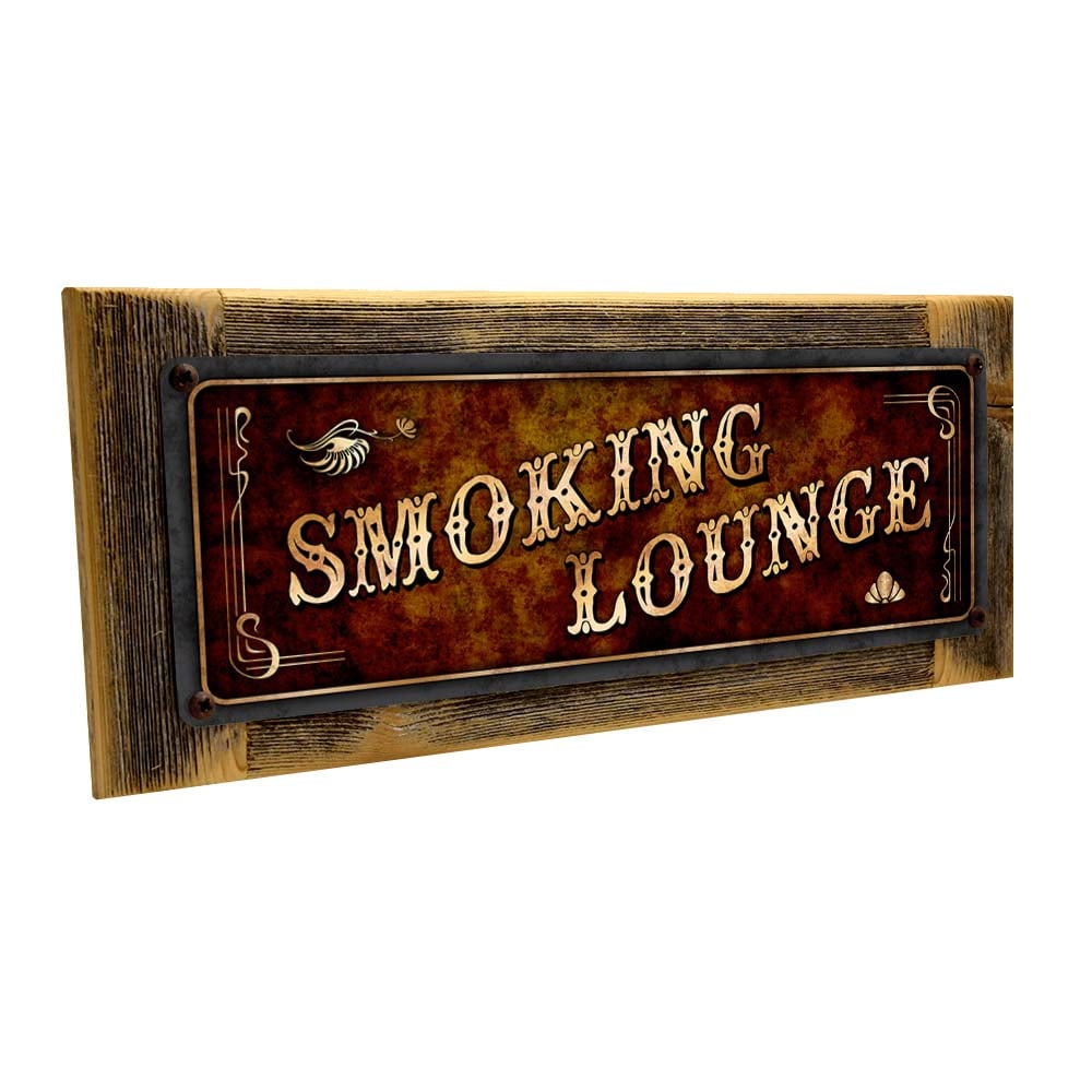 Framed Smoking Lounge 4"x12" Metal Sign, Wall Décor for Home and Office ...