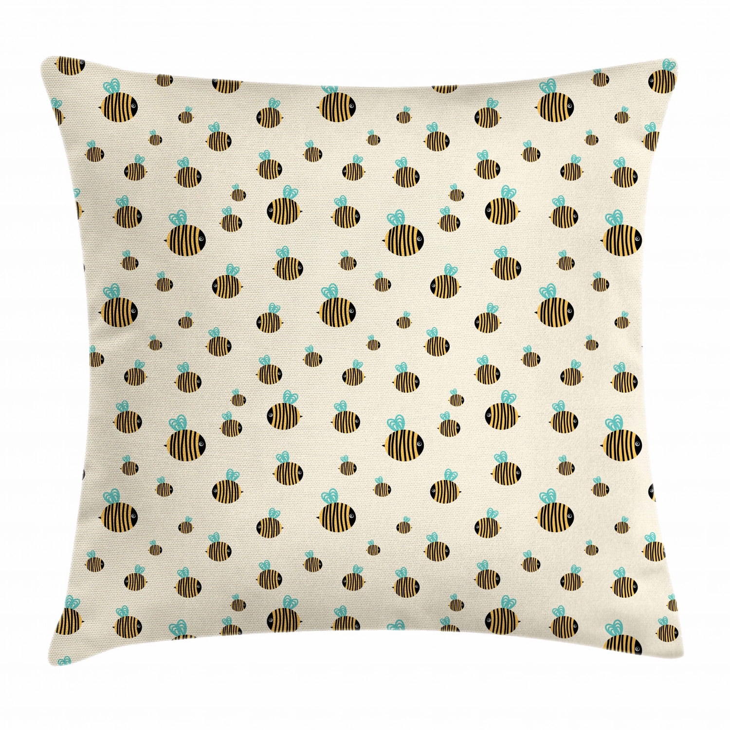 Bee Throw Pillow Cushion Cover, Flying Chubby Fat Bumble Bees Theme on ...