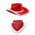 Adults Christmas Cowboy Hat and Scarf Set Sequined Santa Hat Fur Wide ...