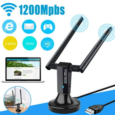 1200Mbps USB WiFi Adapter for Desktop or PC, TSV Dual Band 2.4G/ 5G AC Wireless Network Card ...