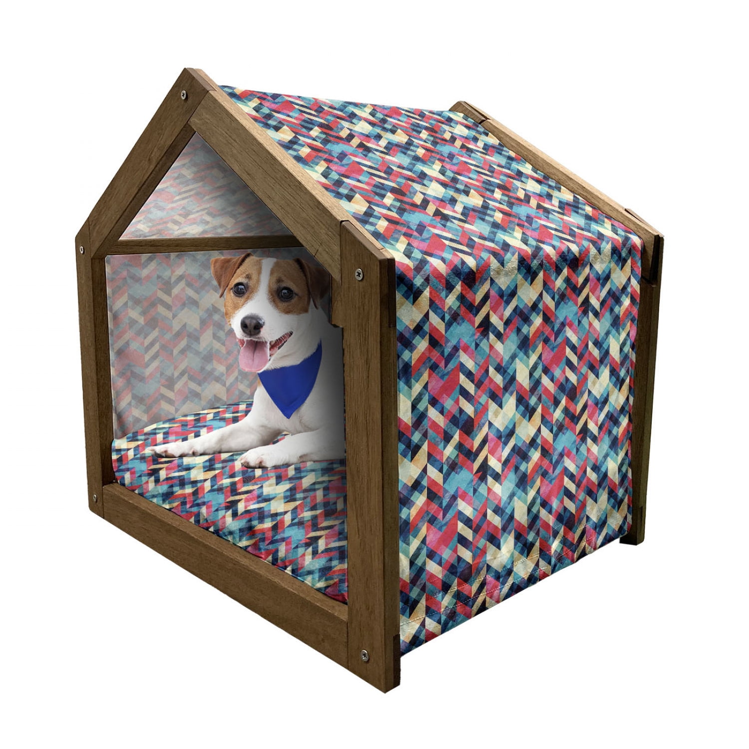 Grunge Pet House, Hipster Zigzag Herringbone Retro Style Pattern ...