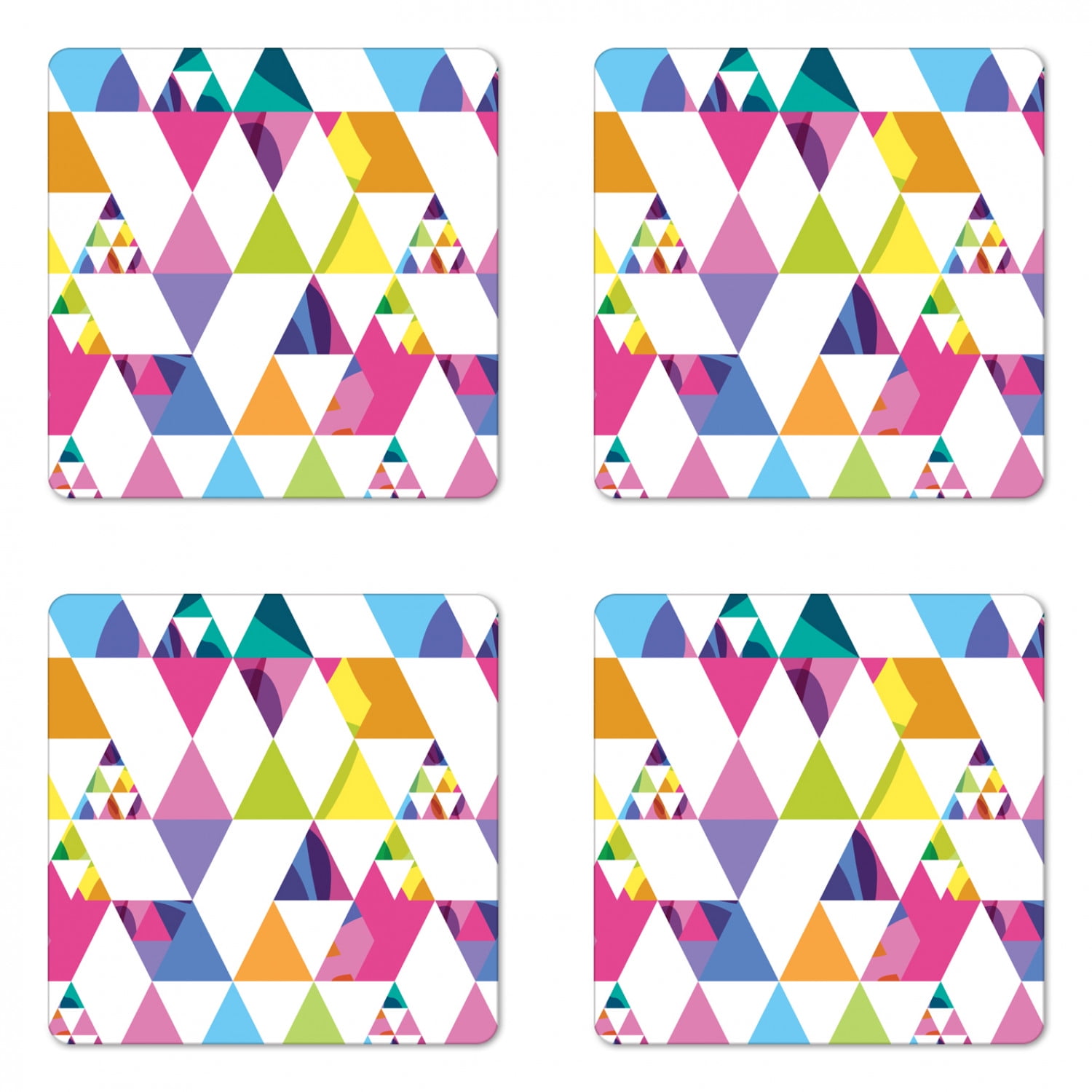 Geometric Coaster Set of 4, Irregularly Aligned Rhombus and Triangle ...