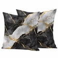 Black Grey Gold Marble Texture Waterproof Throw Pillow Covers Set of 2 ...