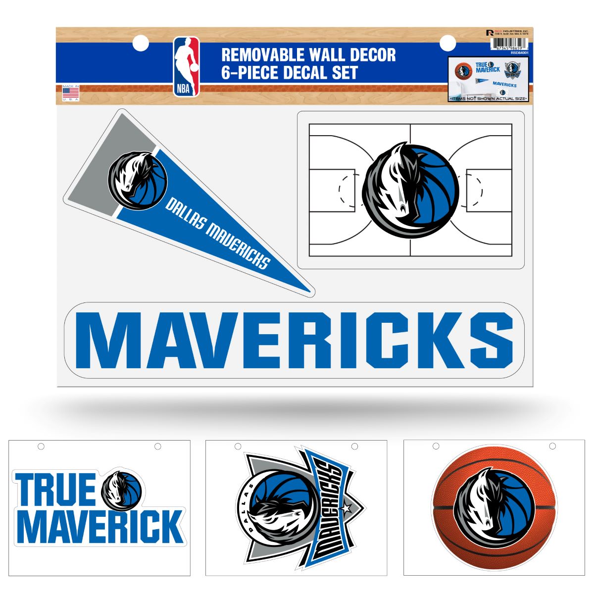 Dallas NBA Mavericks Set of 6 Removable Wall Decal Stickers - Walmart.com