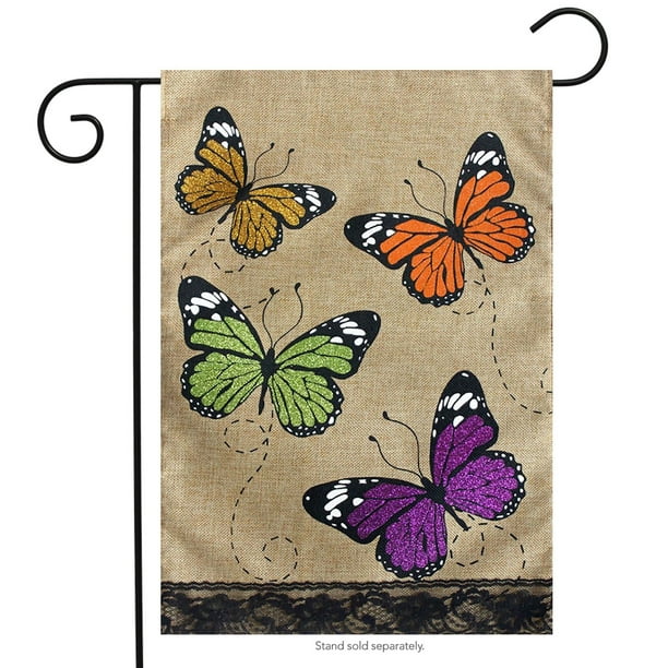 Butterflies in Flight Spring Burlap Garden Flag 12.5" x 18" Briarwood ...