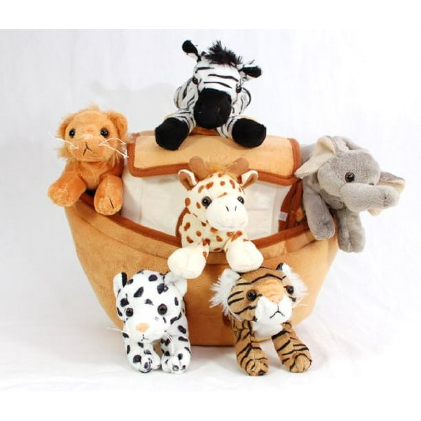 Plush Noah's Ark with Animals - Six (6) Stuffed Animals (Lion, Zebra ...