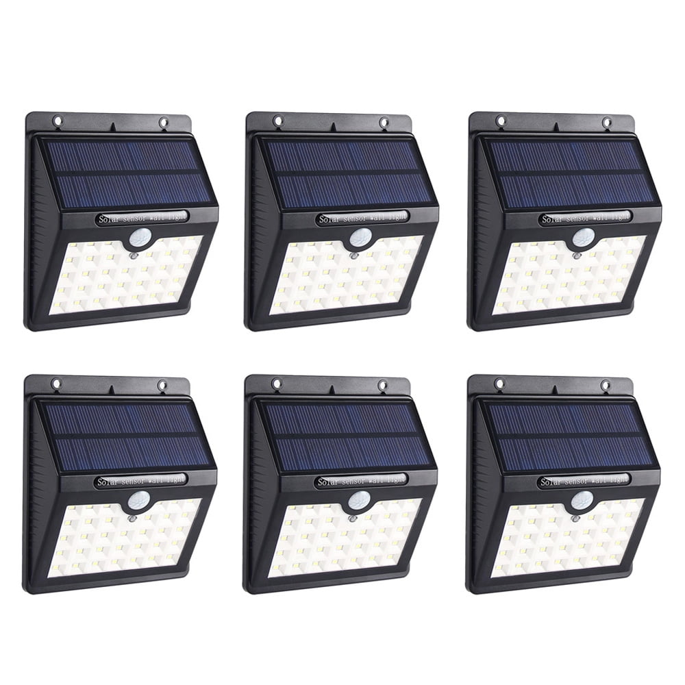 6 Pack 33 LED Solar Powered PIR Motion Sensor Wall Light with 3 Intelligient Modes Outdoor Yard ...