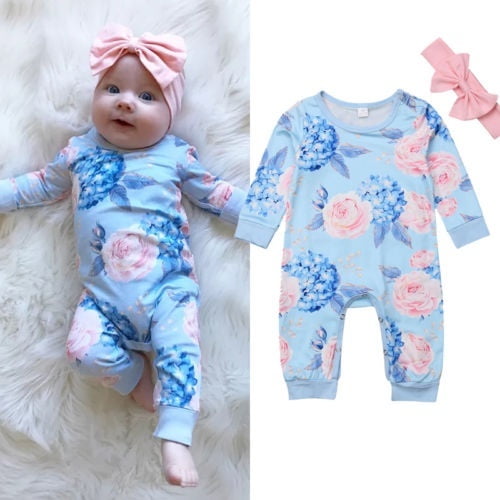 Click here for Diconna 0-24 Months Infant Baby Girl Blue Floral R... prices