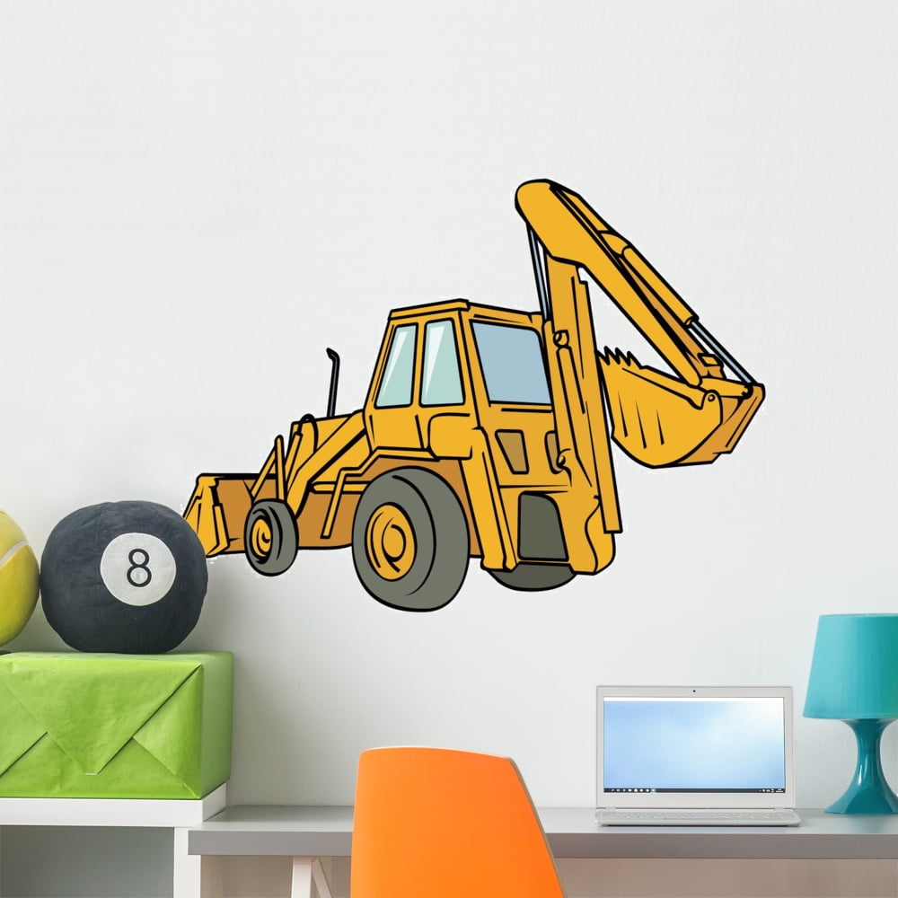 Yellow Backhoe Wall Decal by Wallmonkeys Peel and Stick Graphic (36 in ...