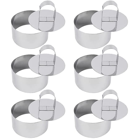 6 Pieces Round Ring Cookie Cutter, 4 * 8cm Pastry Ring With Pushers ...