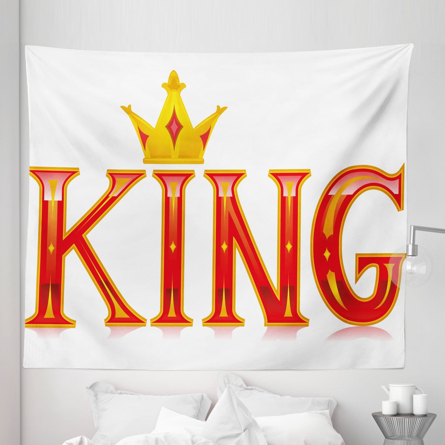 King Tapestry, Royal King Words in Capital Lettering Crown and Diamond ...