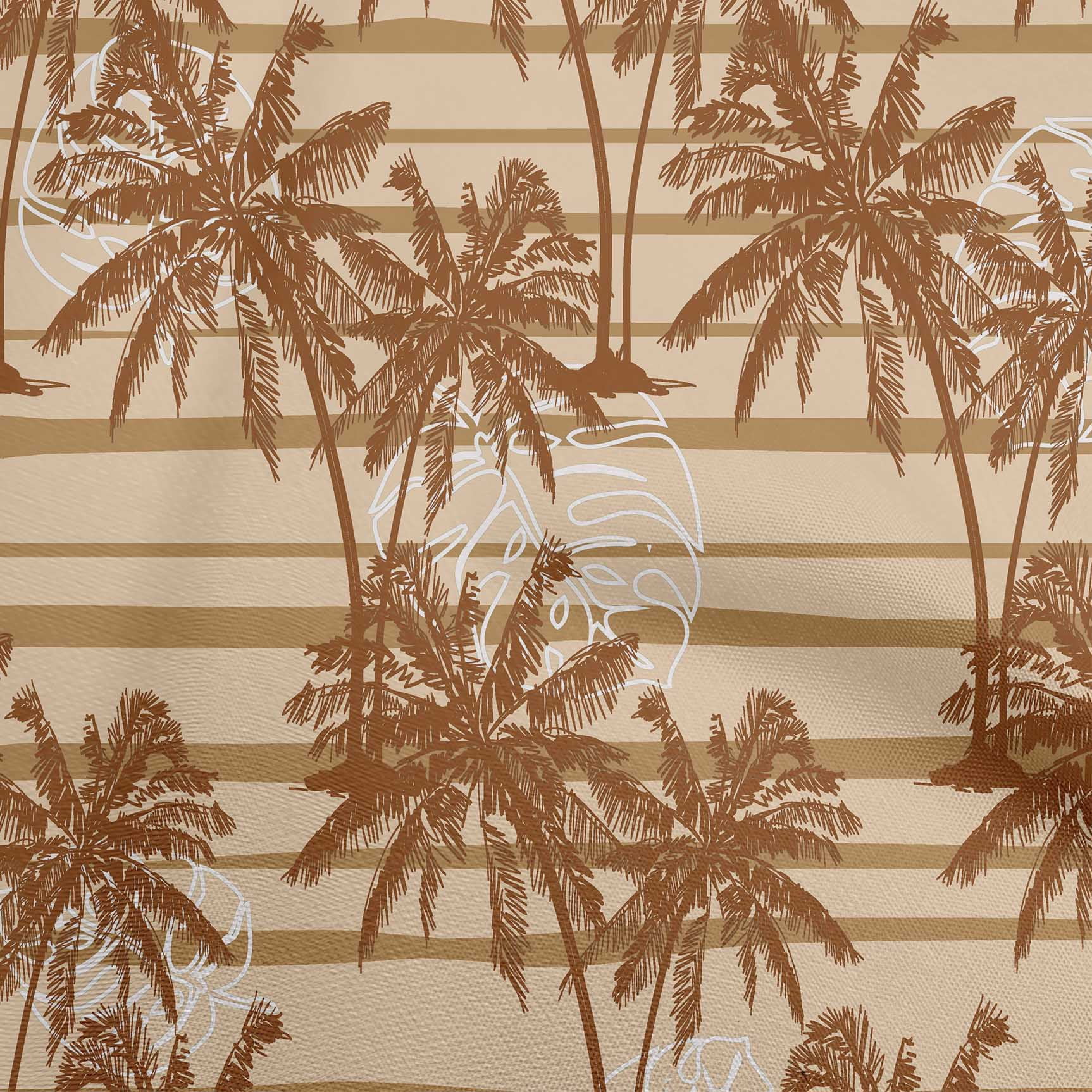 oneOone Velvet Brown Fabric Tropical Plam Tree With Stripes Craft ...