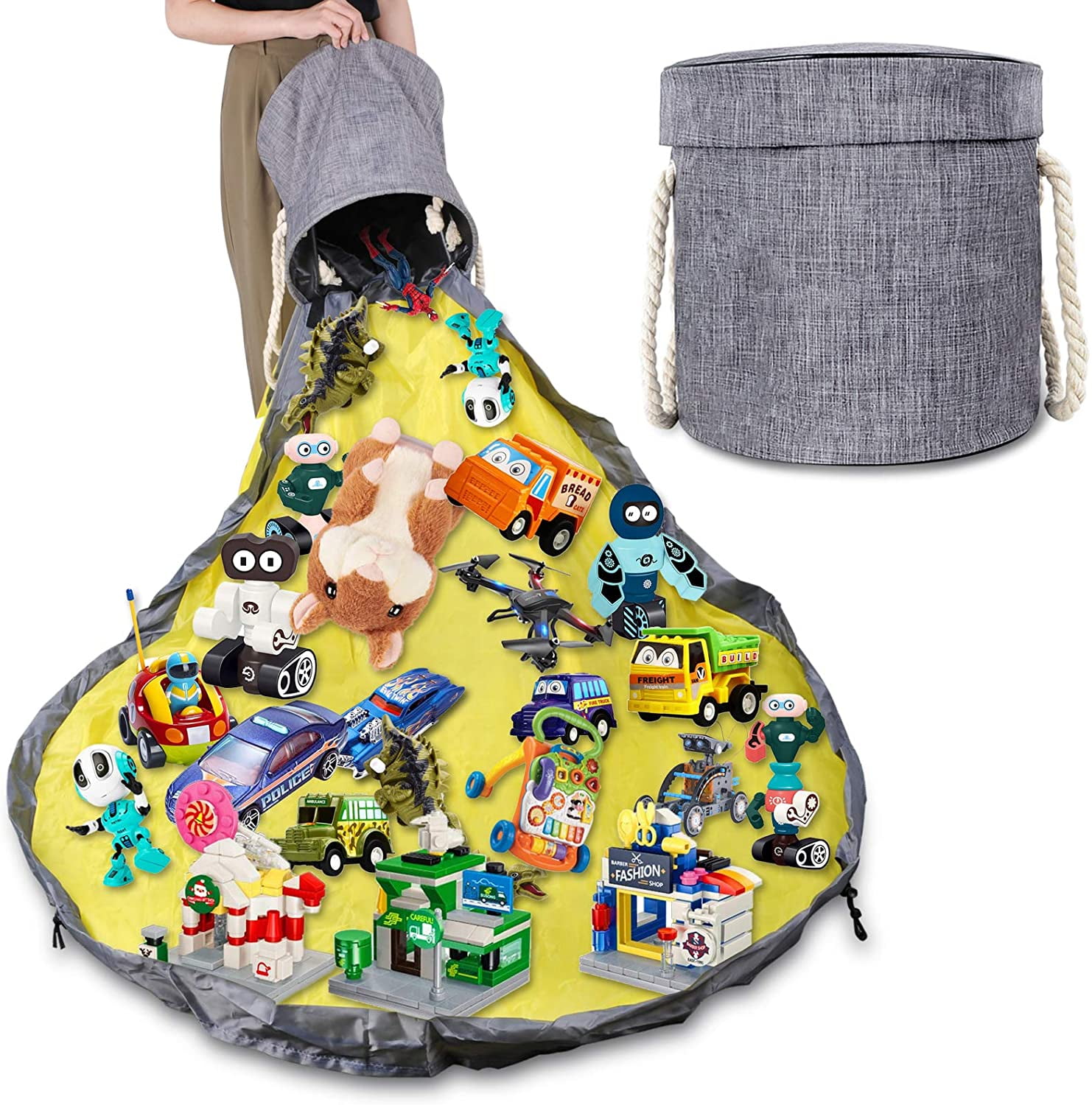 Seenda 2 Pack Toy Storage Organizer Baskets with Play Mat,Outdoor ...