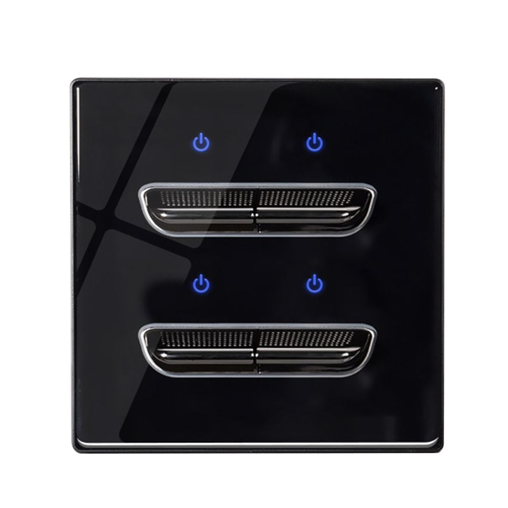 Modern LED Indicator Black 1/2/3/4 Gang 1 Way Toggle Switch Tempered ...