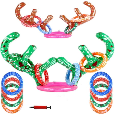 KSCD Christmas Ring Toss Game Set，2 Pack Inflatable Reindeer Antler ...