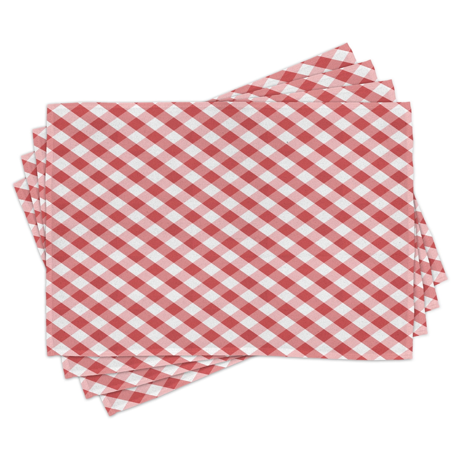 Ambesonne Checkered Place Mats Set of 4, Retro Red Squares, Standard ...