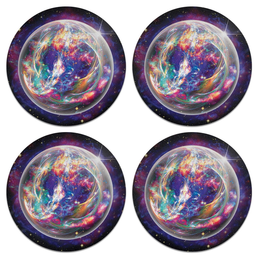CARIBOU Drink Round Fabric Felt Neoprene Coasters Set of 4pcs, Electric ...