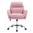 Pink PU Leather Office Chair, Adjustable Height Desk Chair with High ...